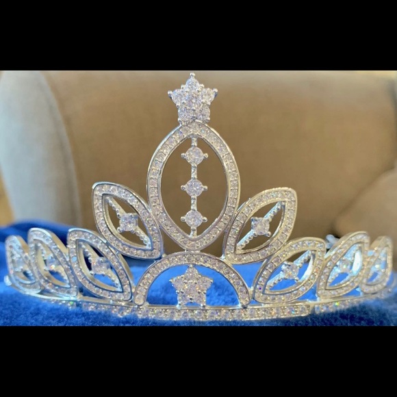 Accessories | Cz Princess Crown Tiara Prom Headpiece Silver Star | Poshmark